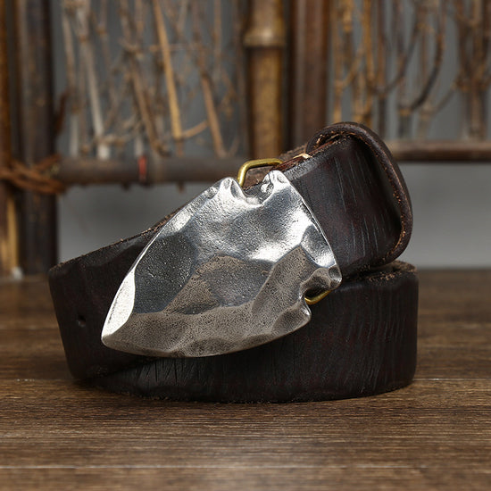 Men's Alloy Buckle Leather Belt with Arrow Design – skyjackerz